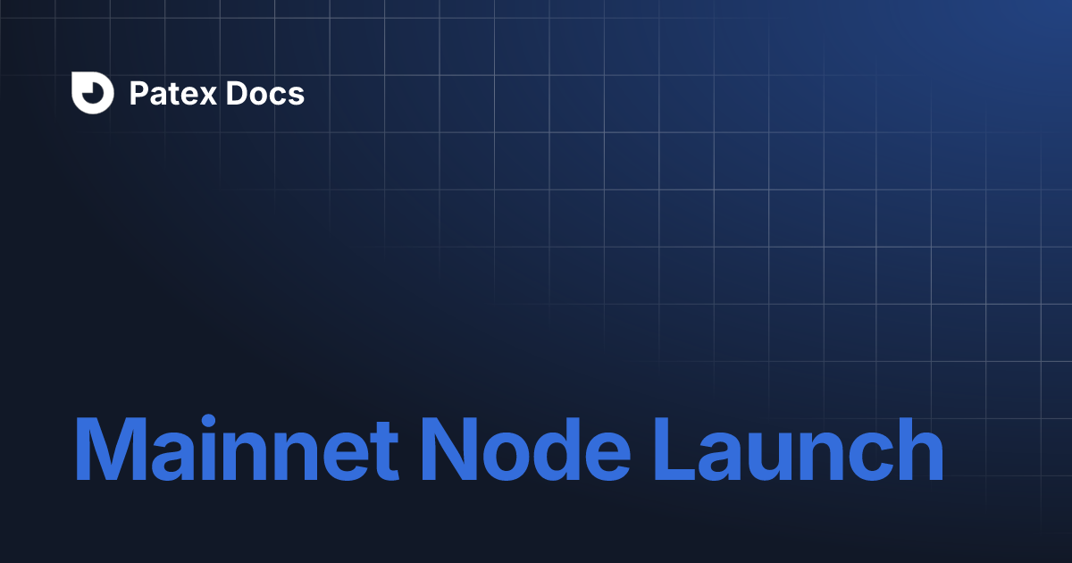 Mainnet Node Launch | Patex Docs